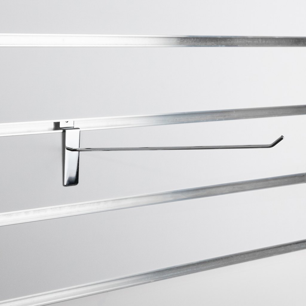 300mm Standard chrome slatwall hook - Dinya Shopfittings