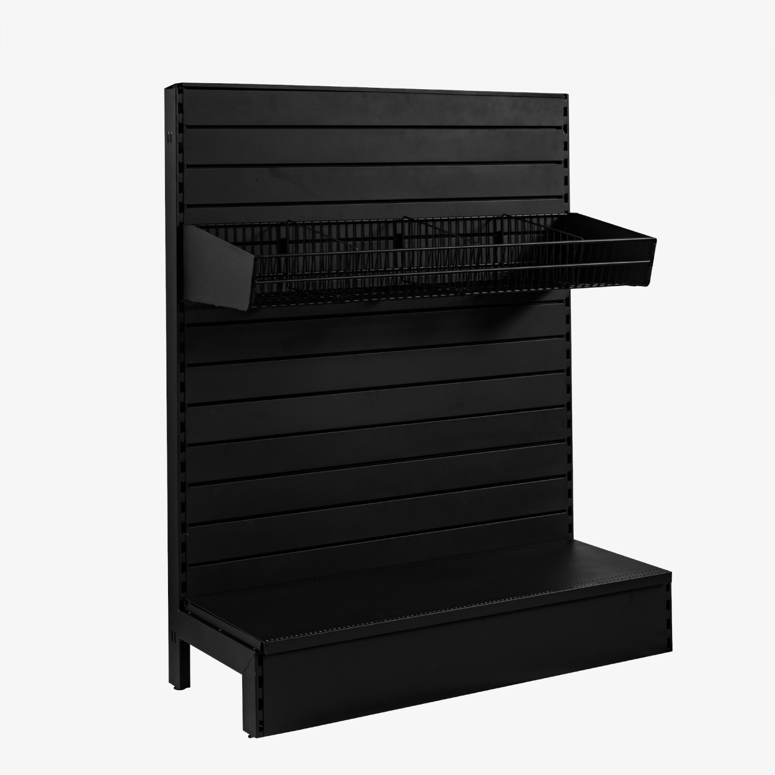 Gondola Shelving Wire Basket - 1200mm x 400mm Black - Dinya Shopfittings