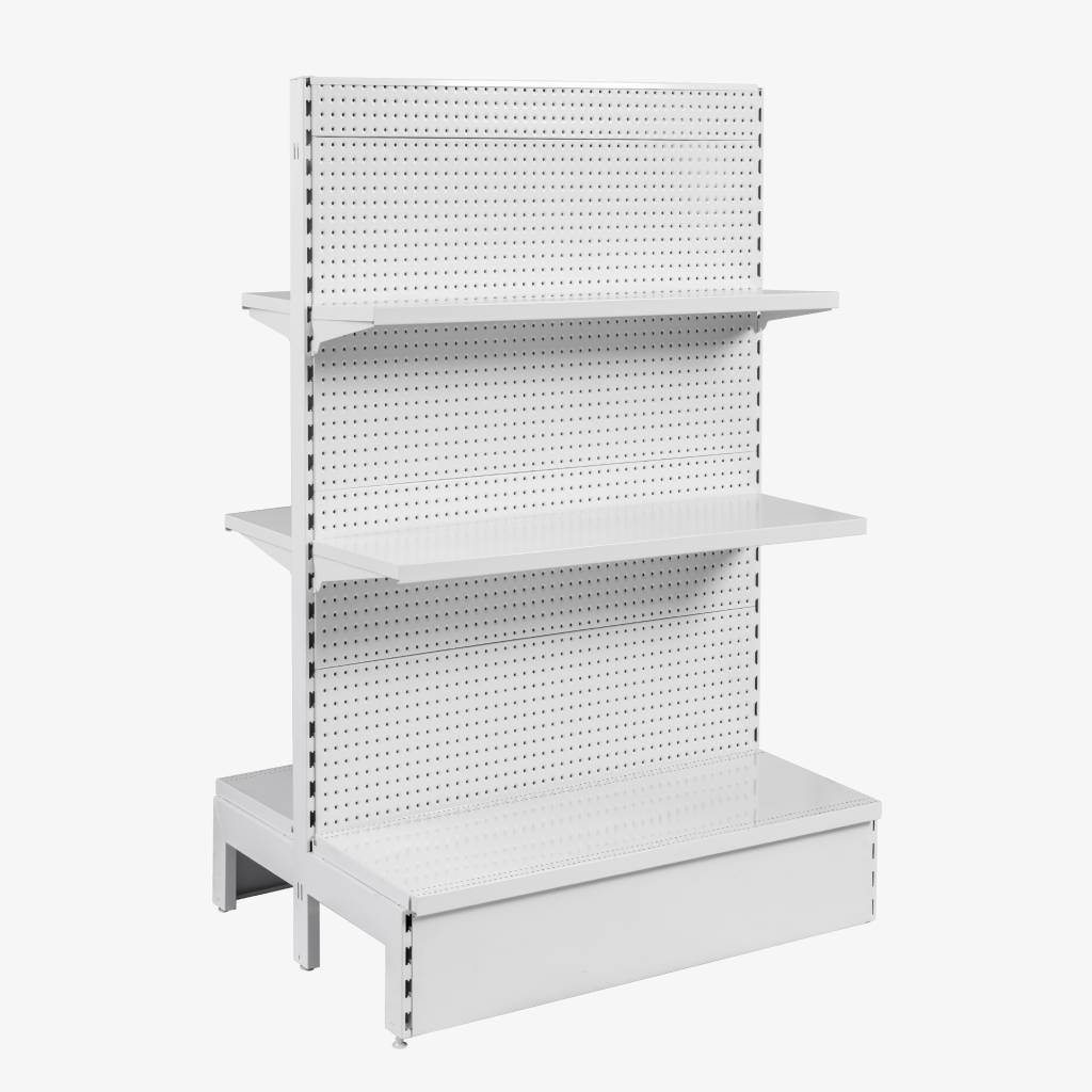 White Double Sided Volcano Pegboard Gondola Shelving - 900mm Wide ...