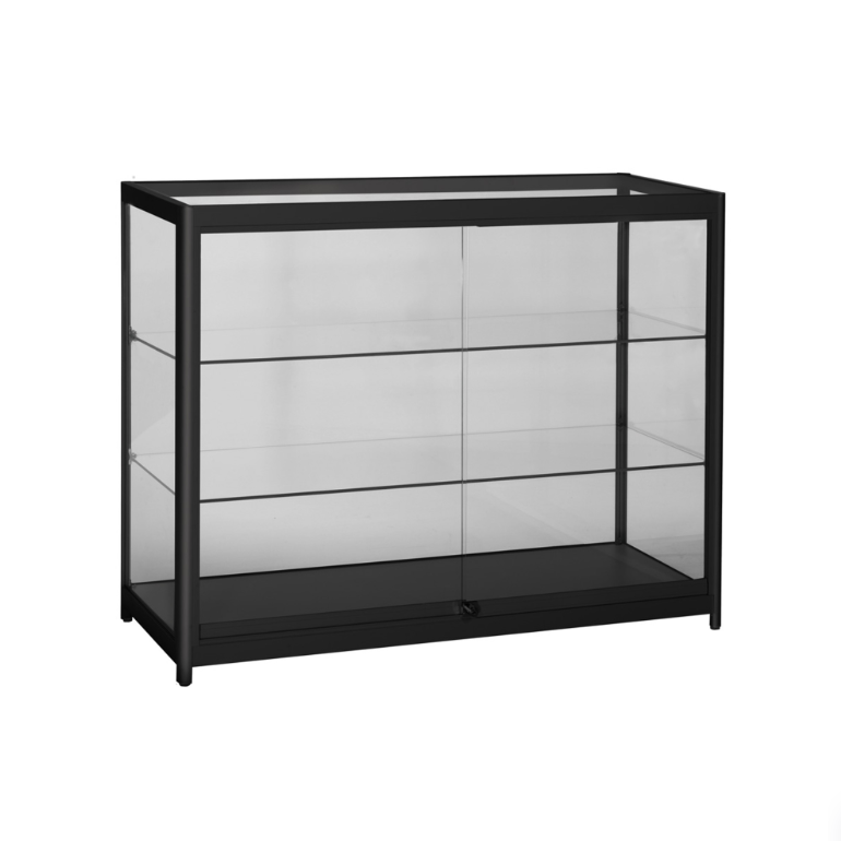 Black Glass Display Retail Counter 1500mm - Dinya Shopfittings