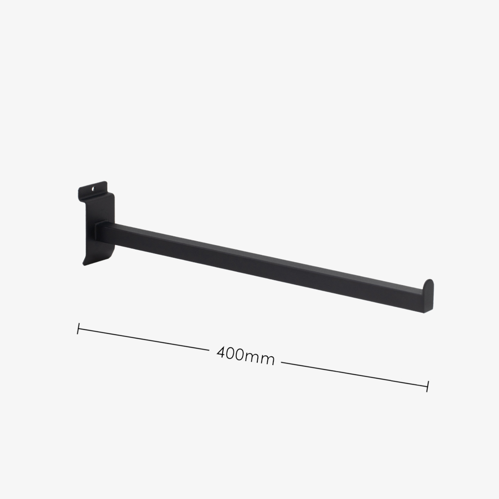 400mm Black Slatwall Straight Display Arm/Bracket Square Profile ...