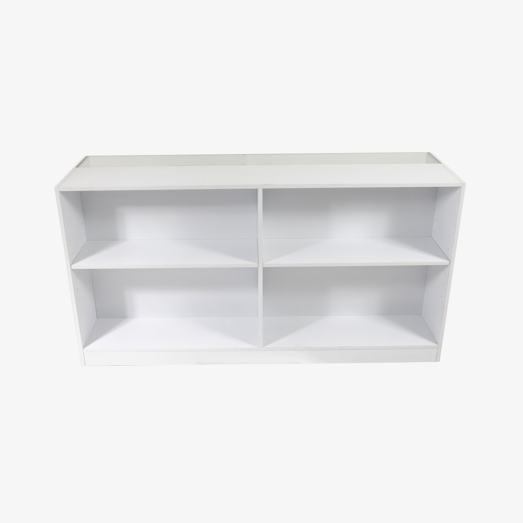 White Retail Counter with Slatwall Face and Glass Top, 1800mm - Dinya ...