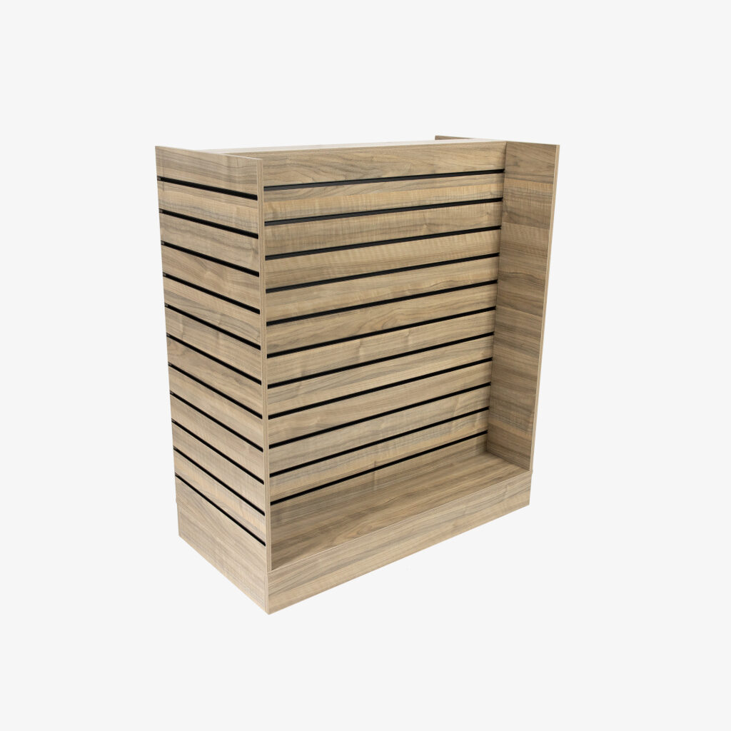 Walnut Double Sided H Frame Slatwall Gondola With Black Inserts ...