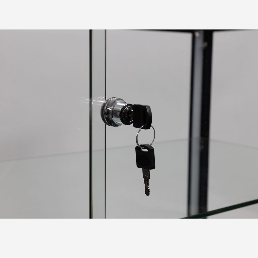 Black Glass Display Retail Counter 1200mm - Dinya Shopfittings