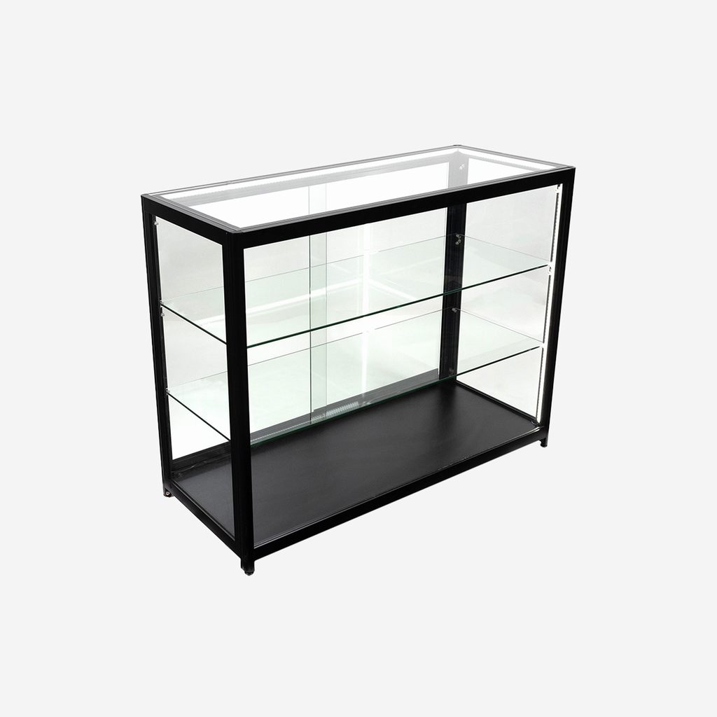 Black Glass Display Retail Counter 1200mm - Dinya Shopfittings