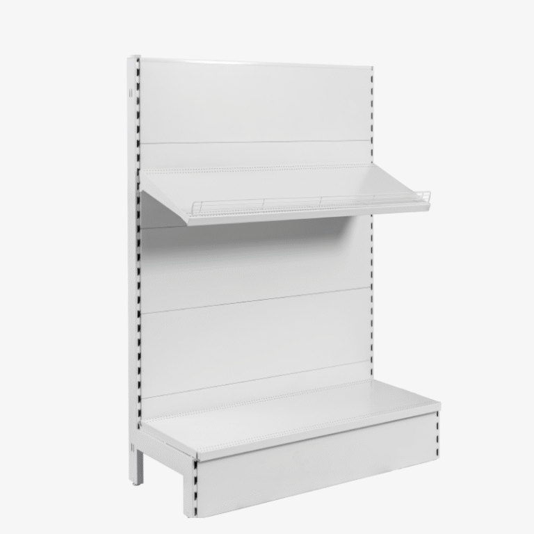 White Single Sided Plain Panel Gondola Shelving - 900mm Wide Modules ...